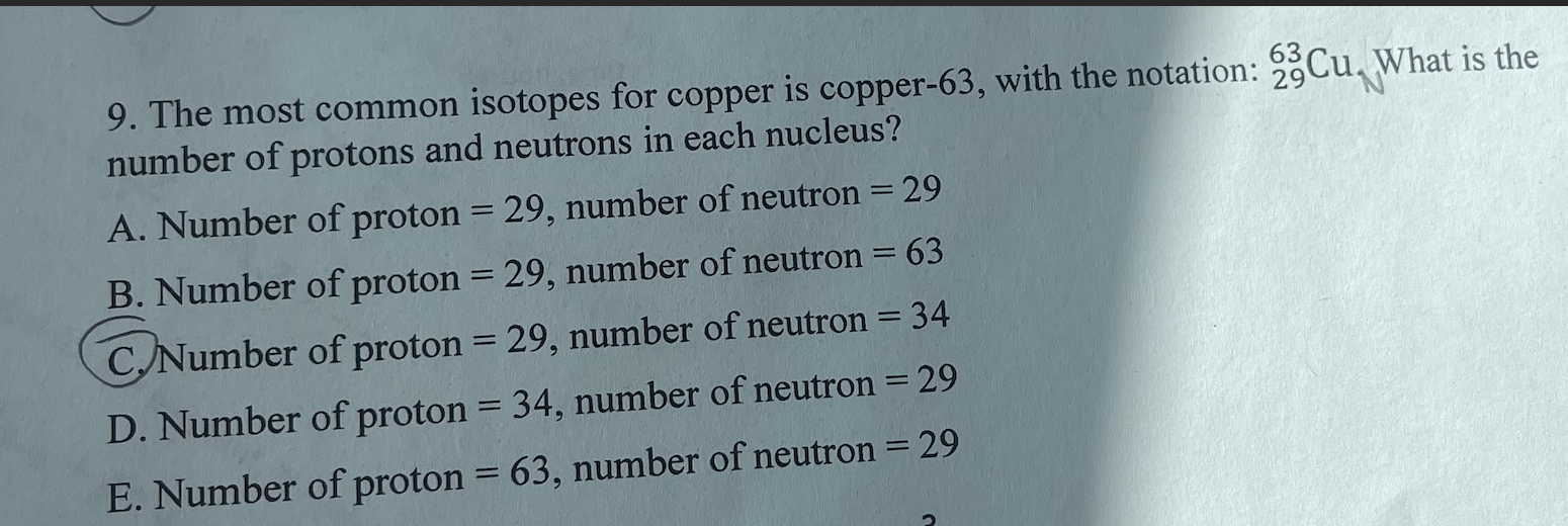 Solved 9. The most common isotopes for copper is copper-63, | Chegg.com