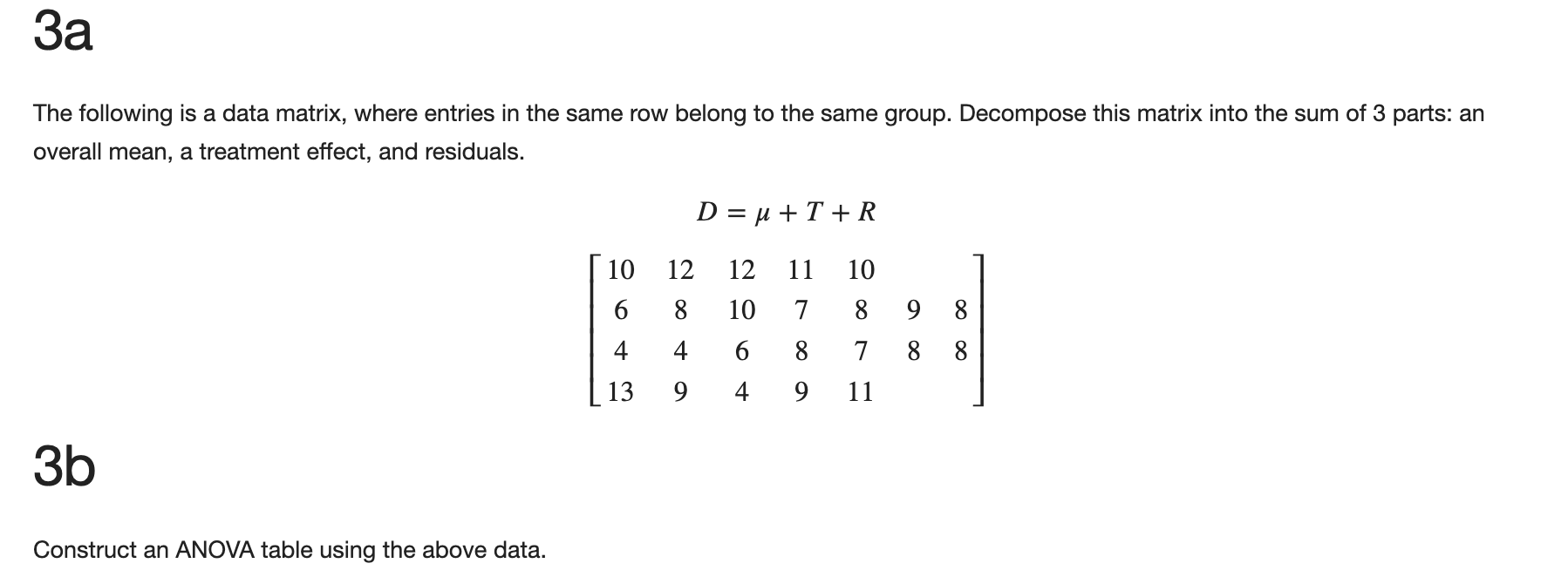 The following is a data matrix, where entries in the | Chegg.com
