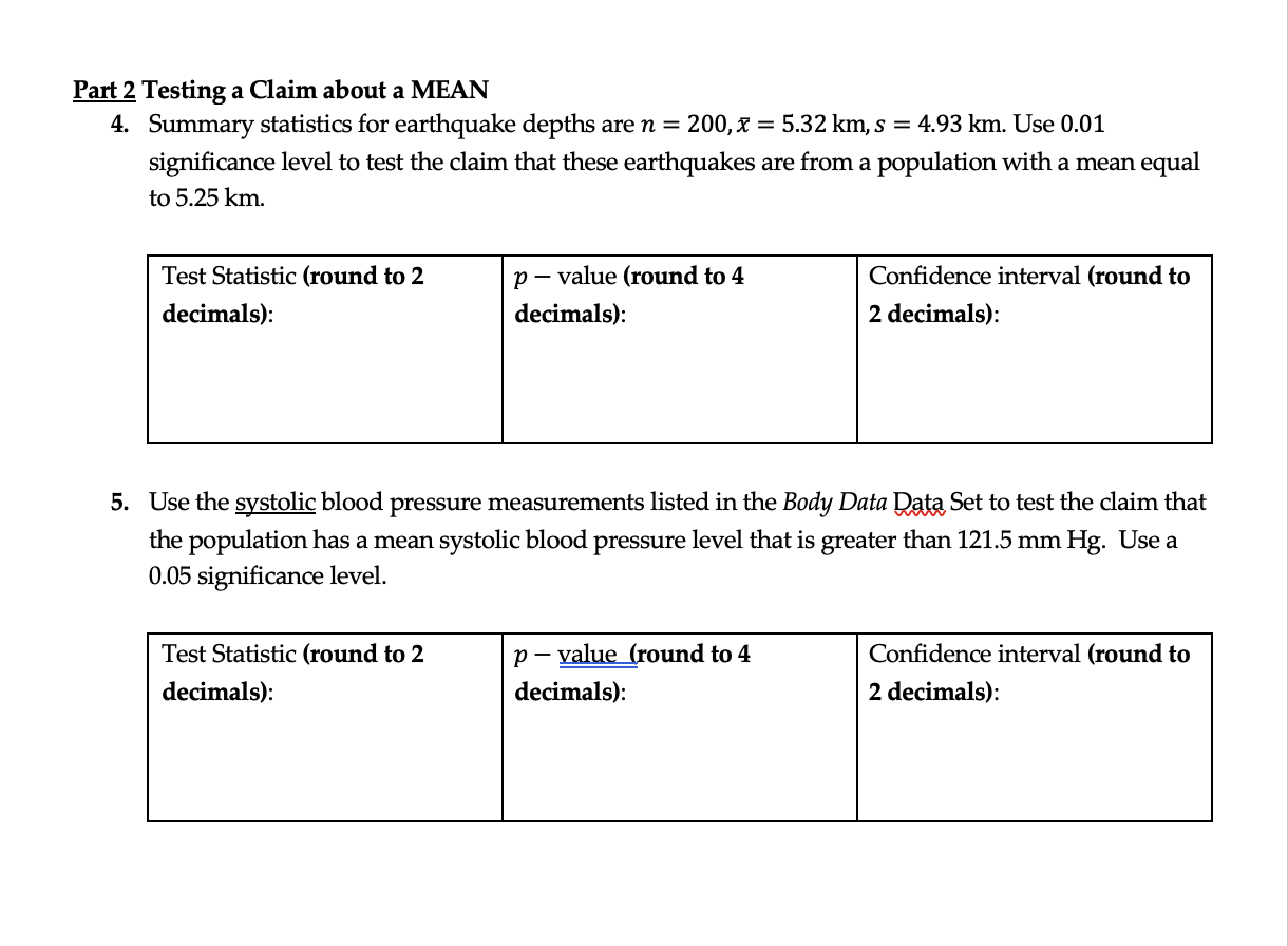 Solved t2 Testing a Claim about a MEAN 4. Summary statistics | Chegg.com