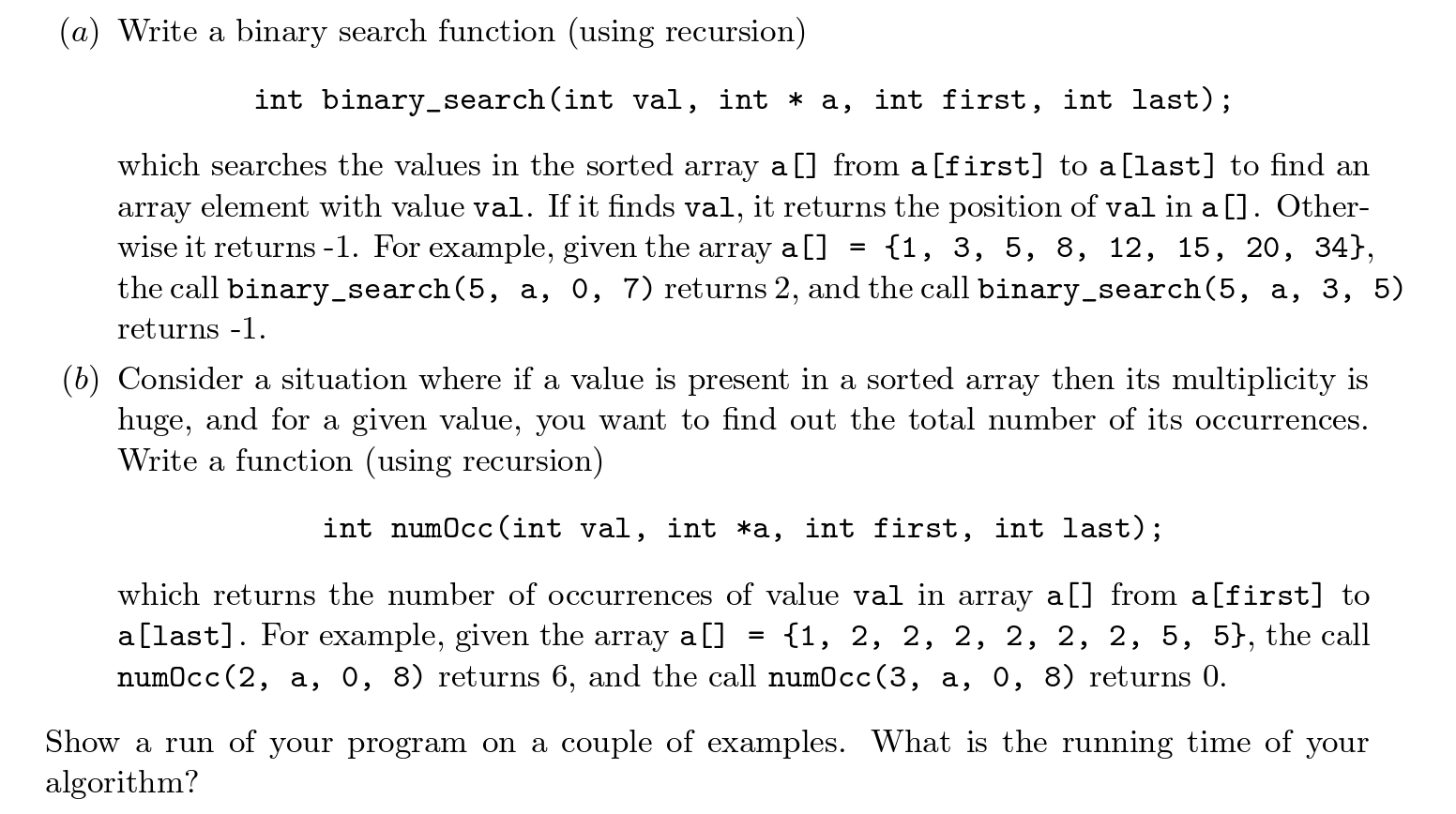 Solved A Write A Binary Search Function Using Recursion 9529
