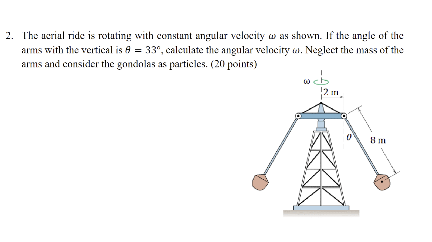 Solved The aerial ride is rotating with constant angular | Chegg.com