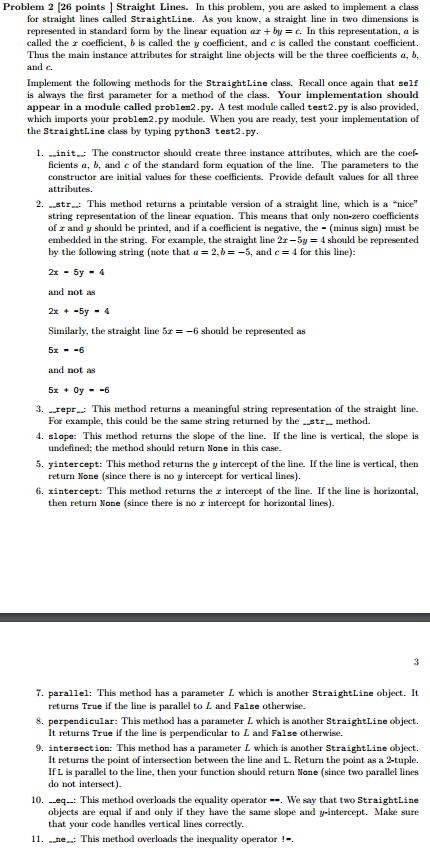 Solved Problem 2 [26 points ] Straight Lines. In this | Chegg.com