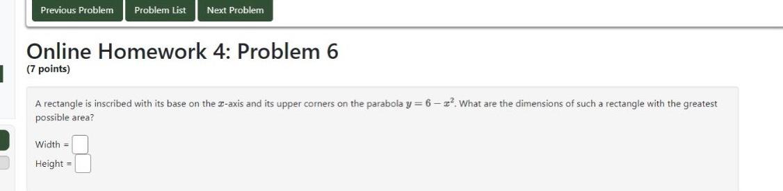 Solved Online Homework 4: Problem 6 (7 points) A rectangle | Chegg.com