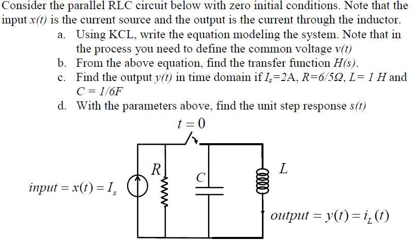 Solved Consider the parallel RLC circuit below with zero | Chegg.com