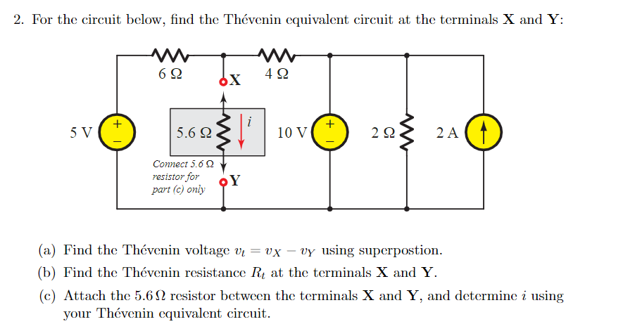Solved 2. For the circuit below, find the Thévenin | Chegg.com