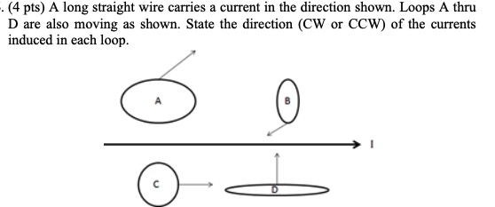 Solved .(4 pts) A long straight wire carries a current in | Chegg.com