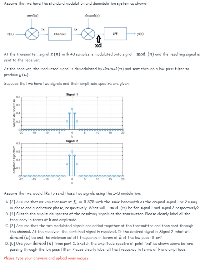 Assume that we have the standard modulation and | Chegg.com