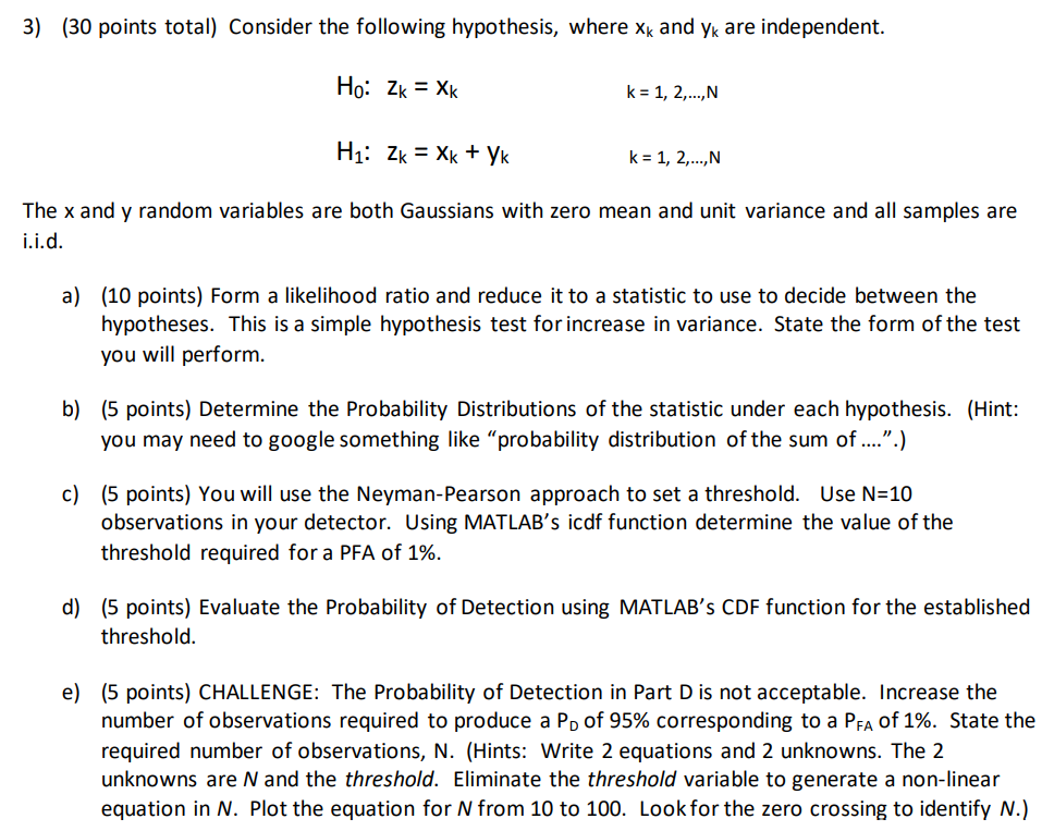 3) (30 points total) Consider the following | Chegg.com