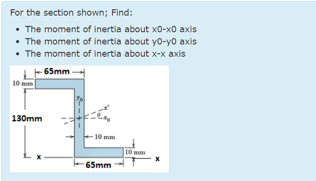 Solved For the section shown; Find:The moment of inertia | Chegg.com