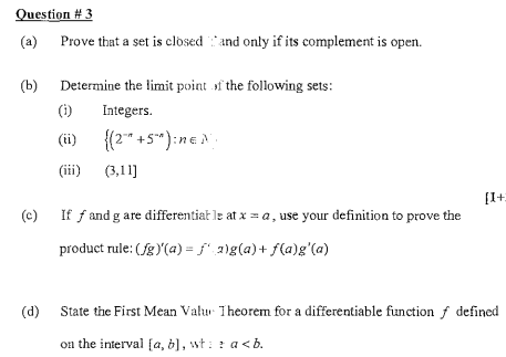 Solved Question #3 Prove that a set is closed and only if | Chegg.com