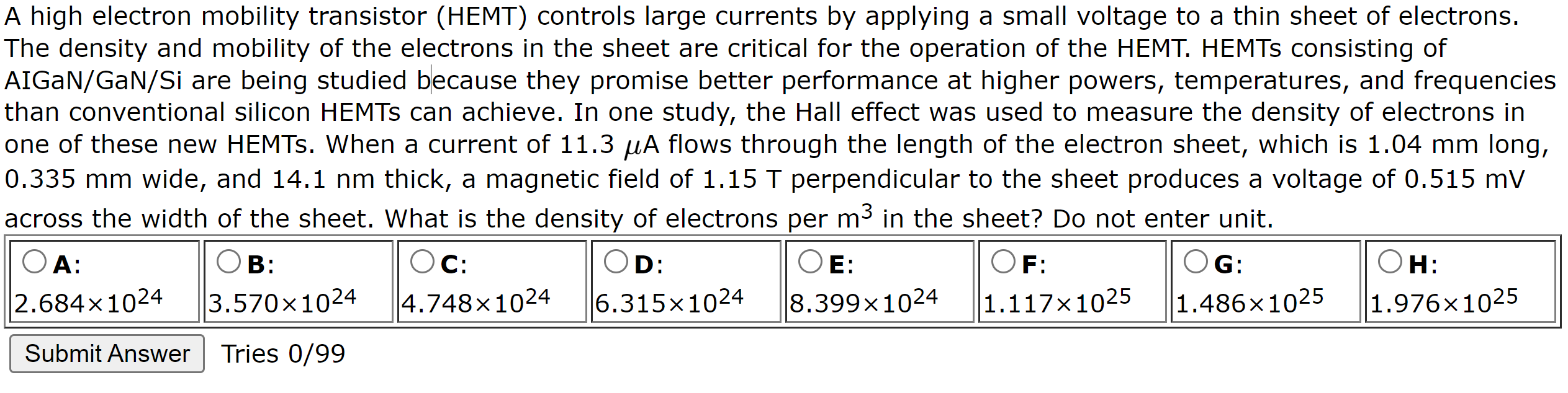 Solved A high electron mobility transistor (HEMT) controls | Chegg.com