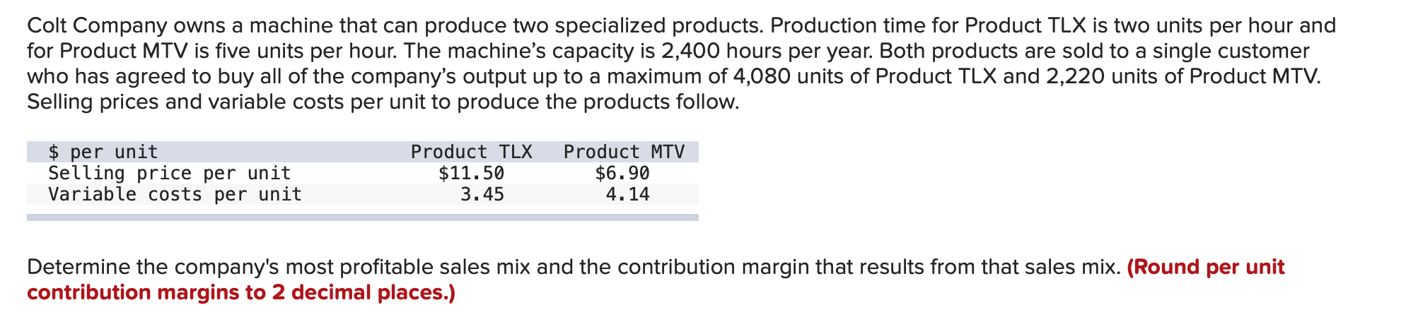 Solved Colt Company owns a machine that can produce two | Chegg.com