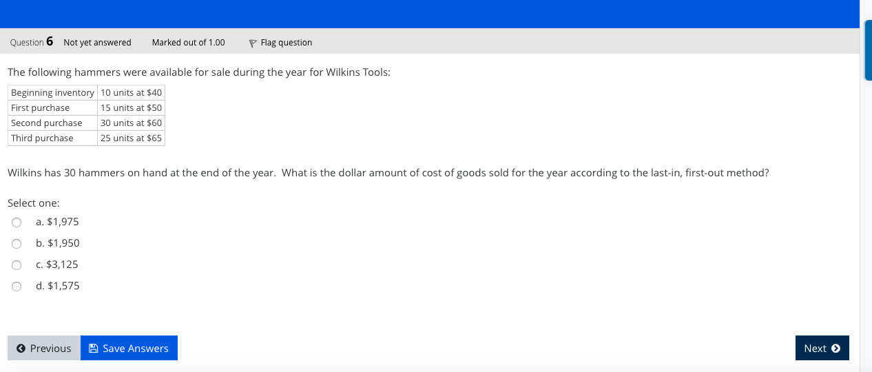 Solved Question 6 Not yet answered Marked out of 1.00 Flag | Chegg.com