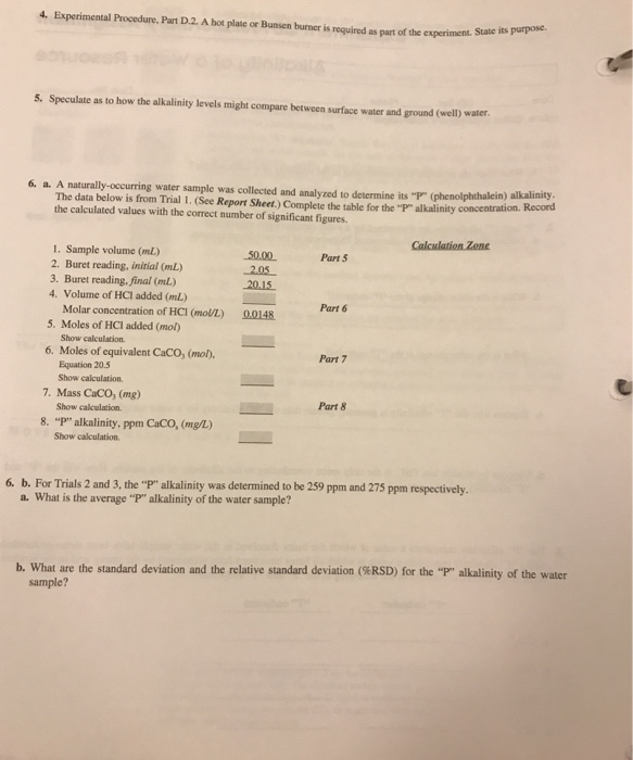 Solved 1. a. Define alkalinity of a water sample. b. What | Chegg.com