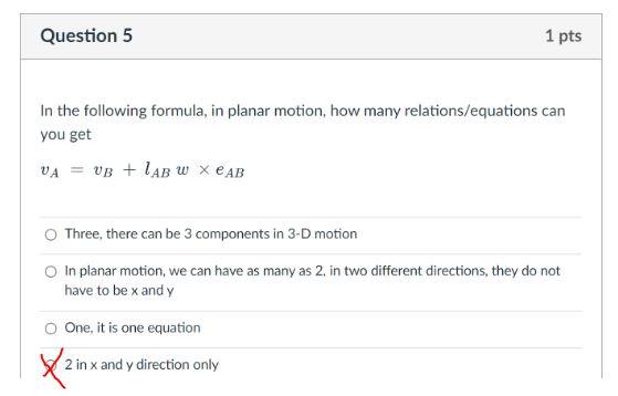 Solved In the following formula, in planar motion, how many | Chegg.com