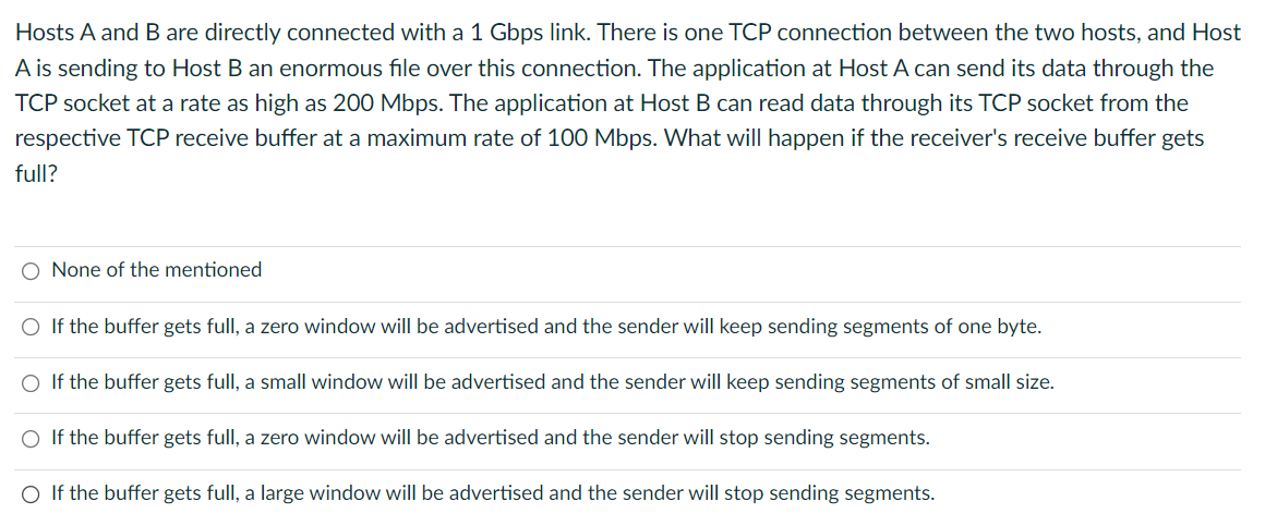 Solved Hosts A and B are directly connected with a 1 Gbps | Chegg.com