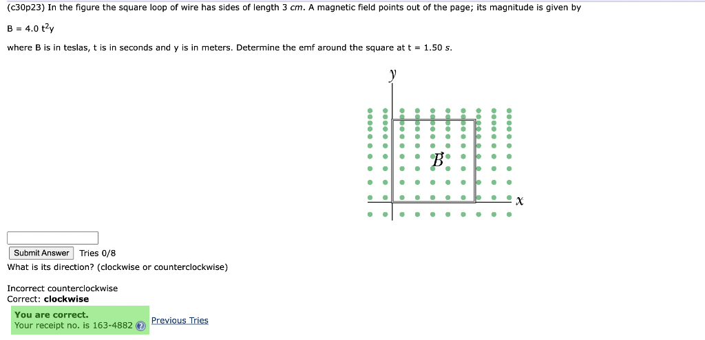 Solved (c30p23) In the figure the square loop of wire has | Chegg.com