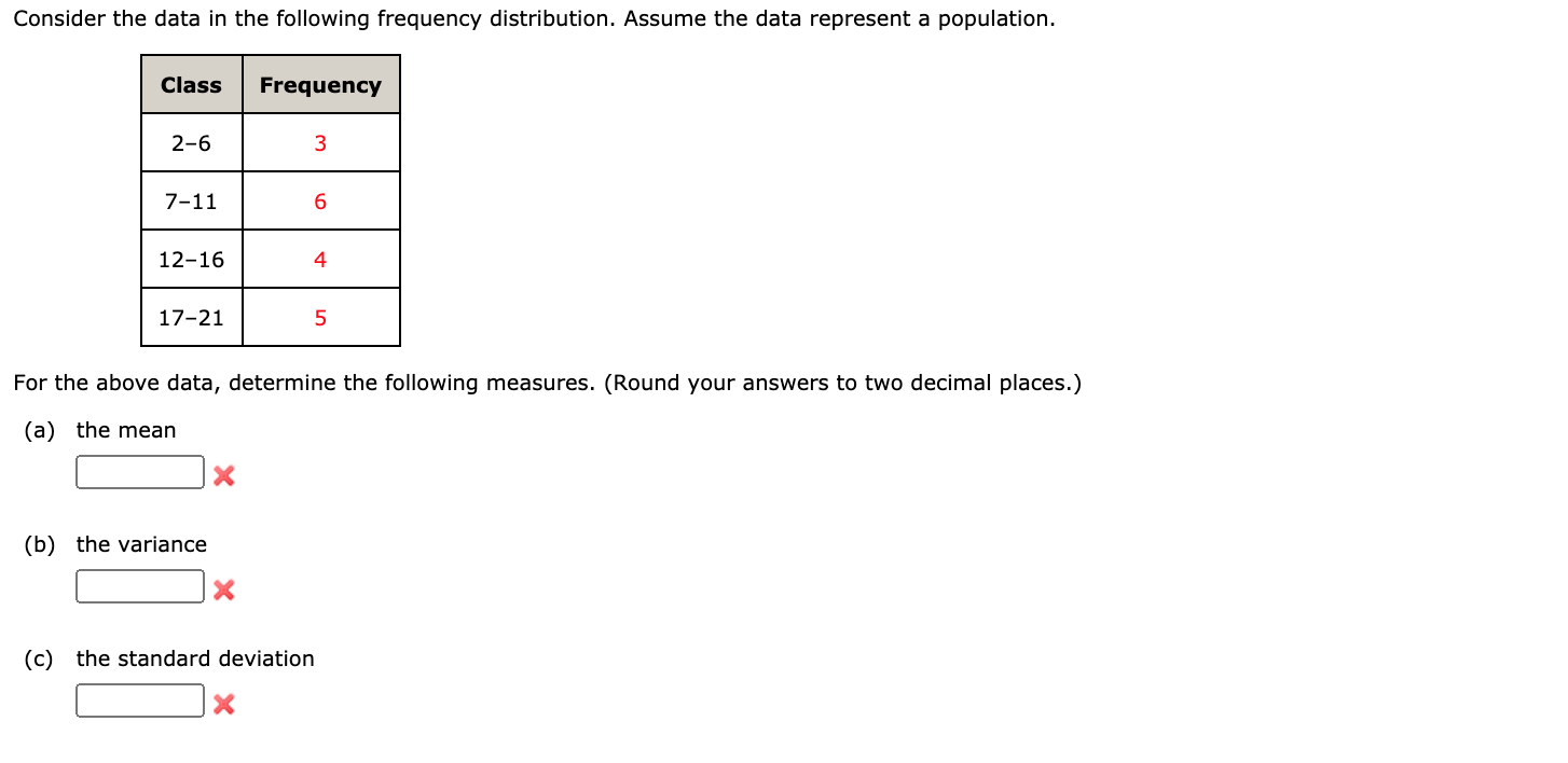 Solved Consider the data in the following frequency | Chegg.com