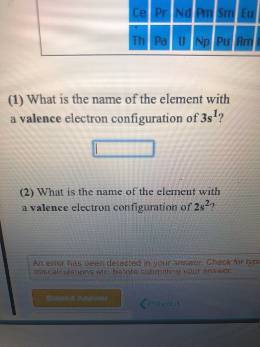 Solved (1) What is the name of the element with a valence | Chegg.com