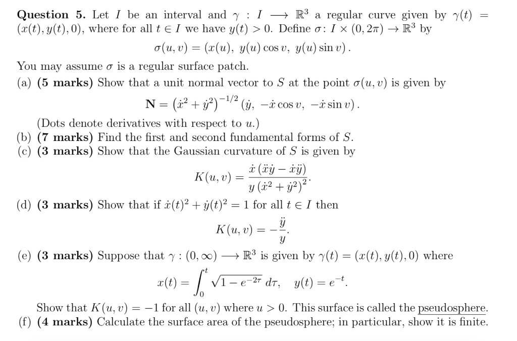 Question 5. Let I be an interval and y : I -> R3 a | Chegg.com