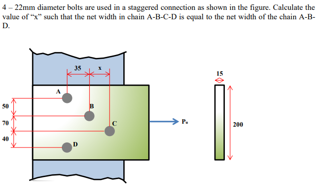 Solved 4 – 22mm diameter bolts are used in a staggered | Chegg.com