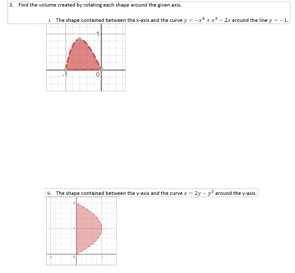 Solved 3. Find the volume created by rotating each shape | Chegg.com