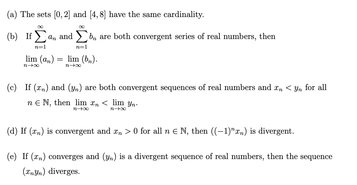 Solved For the following real analysis problem, determine | Chegg.com