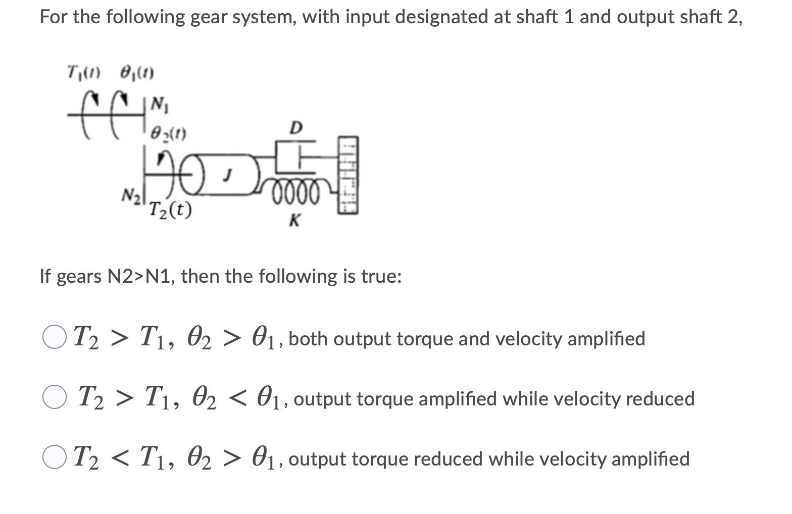 Solved For the following gear system, with input designated | Chegg.com
