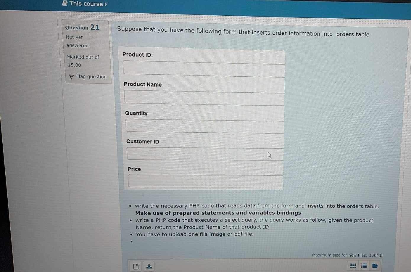 Solved Suppose that you have the following form that inserts | Chegg.com
