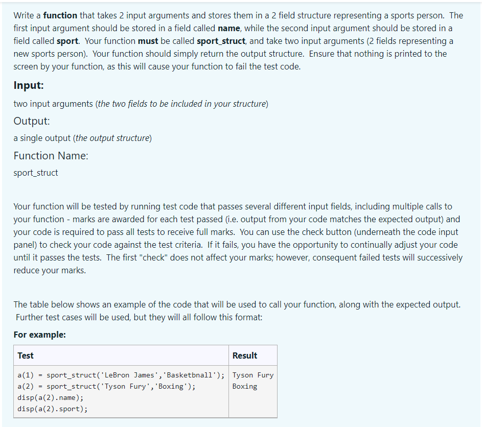Solved Write a function that takes 2 input arguments and | Chegg.com