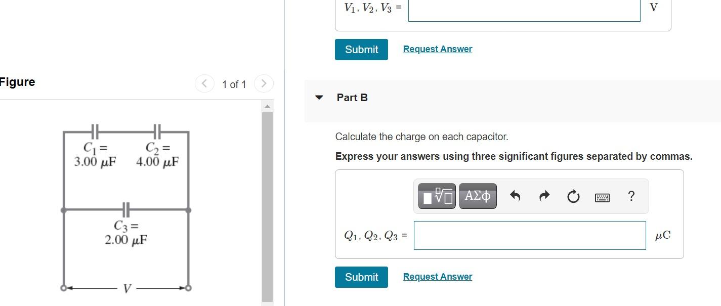 Solved V1, V2, V3 = V Submit Request Answer Figure