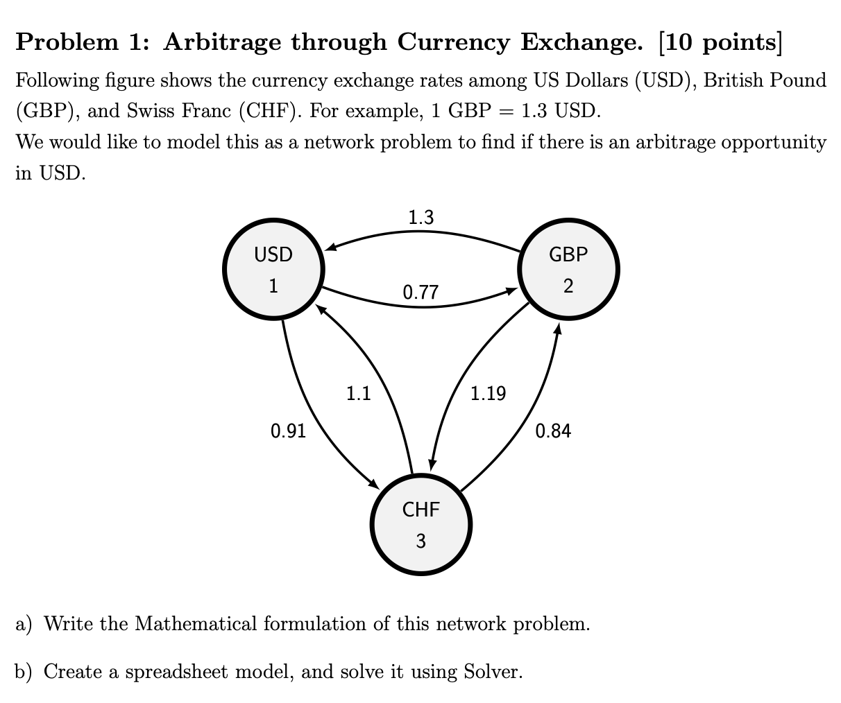 Problem 1: Arbitrage through Currency Exchange. (10 | Chegg.com