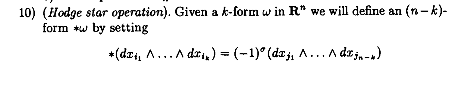 10) (Hodge star operation). Given a k-form w in R" we | Chegg.com