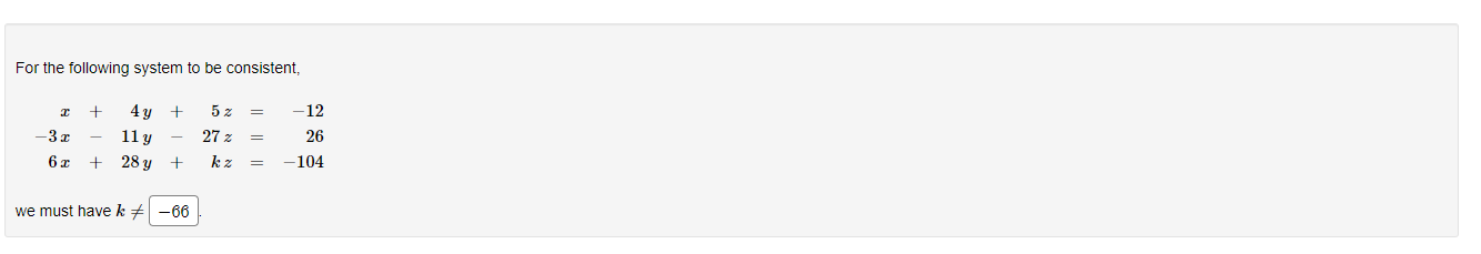 Solved For the following system to be consistent, | Chegg.com