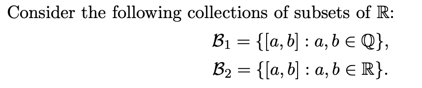 Solved Consider the following collections of subsets of R: | Chegg.com