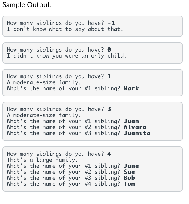 Solved Write a program to behave exactly as shown with these | Chegg.com