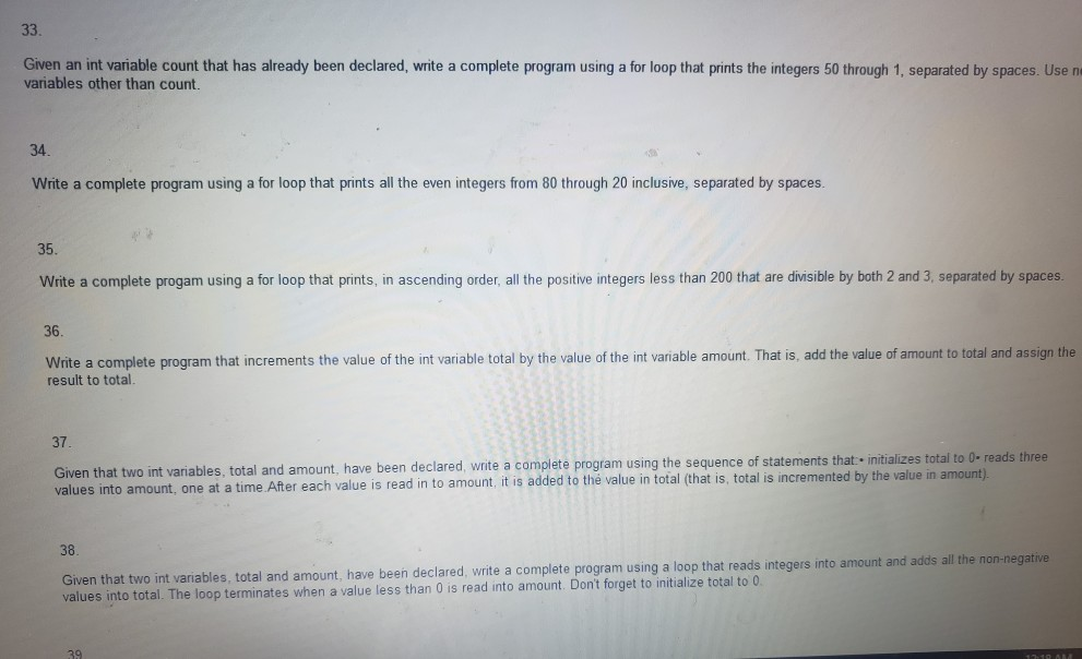 Solved 21. n an integer variable timer, write a complete | Chegg.com