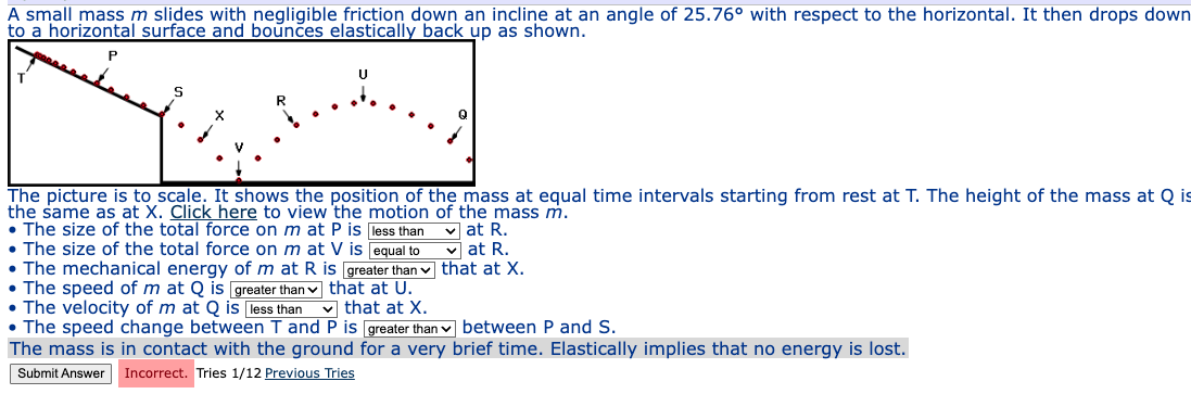 Solved A small mass m slides with negligible friction down | Chegg.com
