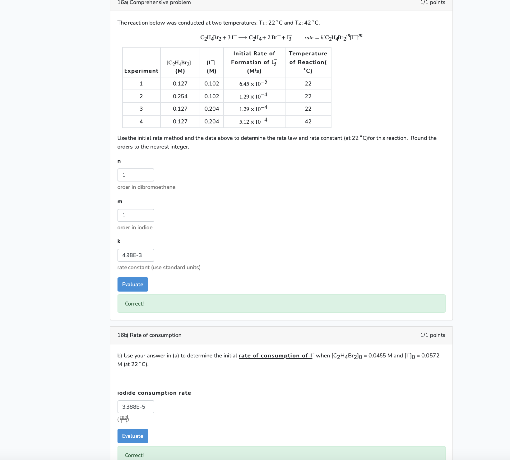 Solved 16a) Comprehensive problem 1/1 points The reaction | Chegg.com