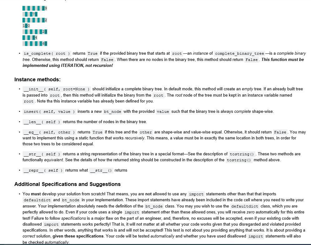 Using the implementation of a binary tree node class | Chegg.com