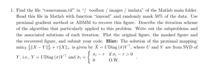 1. Find the file "cameraman.tif" in "toolbox / images | Chegg.com