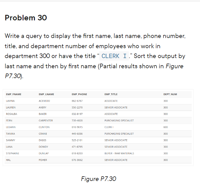Solved Write a query to display the first name, last name, | Chegg.com