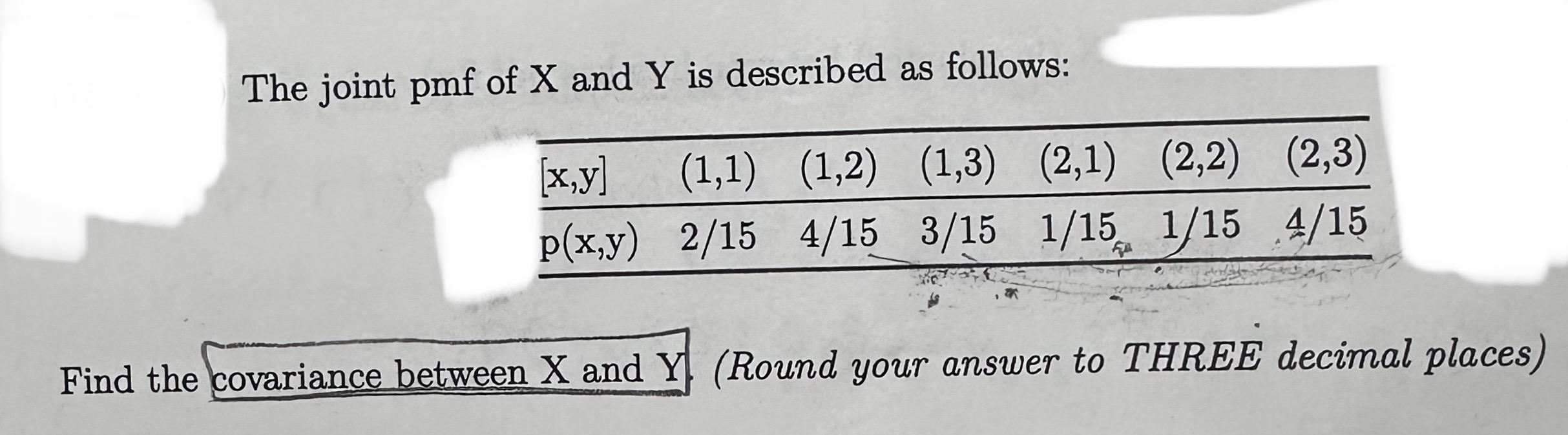 Solved The joint pmf of X and Y is described as follows: | Chegg.com