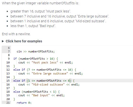 Solved When the given integer variable numberofoutfits | Chegg.com