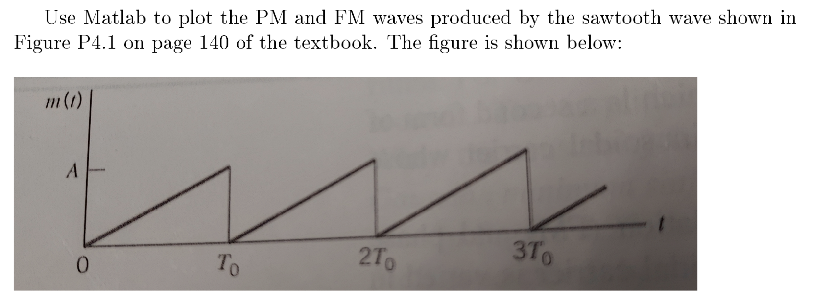 Solved Use Matlab to plot the PM and FM waves produced by | Chegg.com