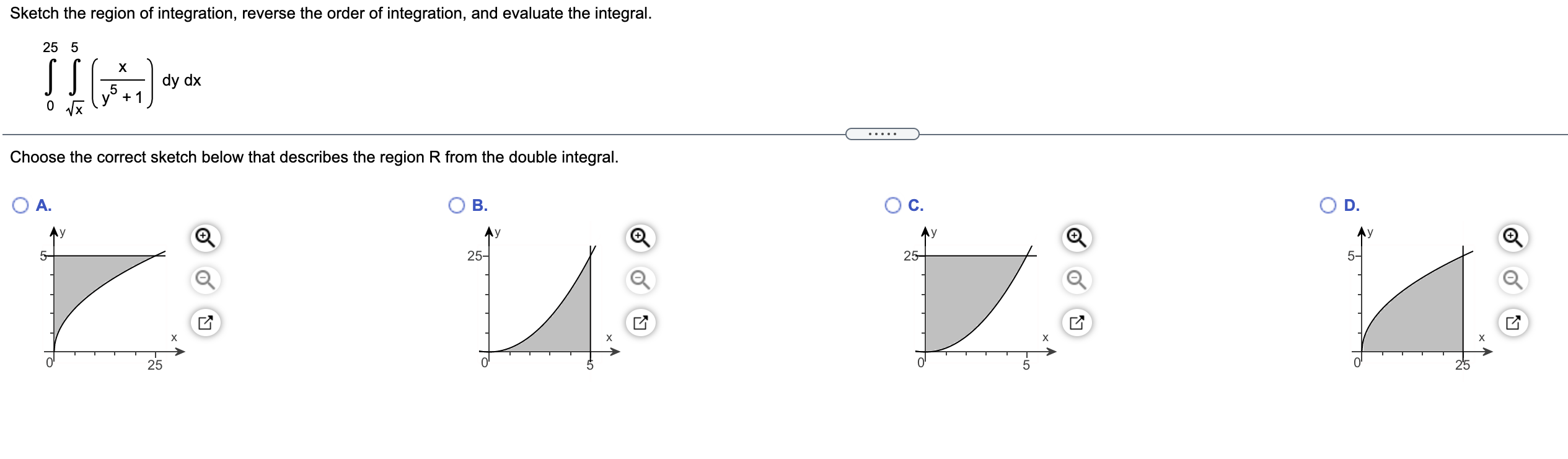 Solved Sketch the region of integration, reverse the order | Chegg.com