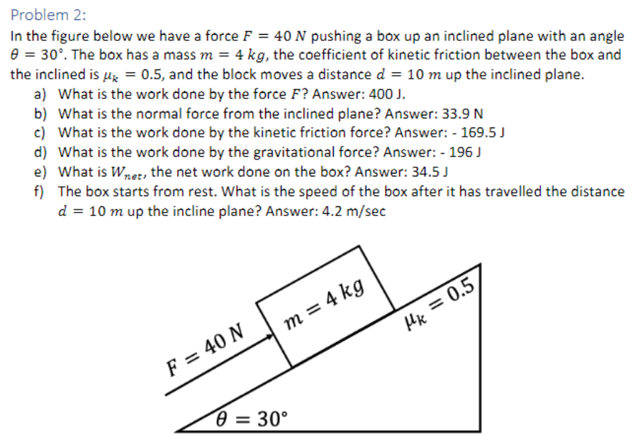 Solved In the figure below we have a force F=40 N pushing a | Chegg.com