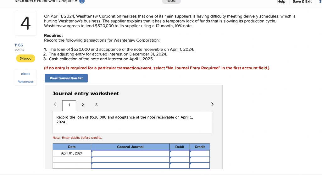 Solved REQUIRED: Homework Chapter 5 i saved Help Save & Exit | Chegg.com