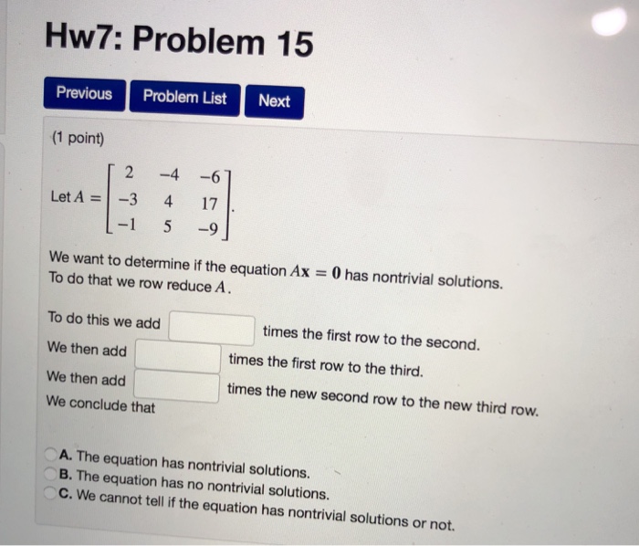 Solved Hw7 Problem 15 Previous Problem Listnext 1 Point 