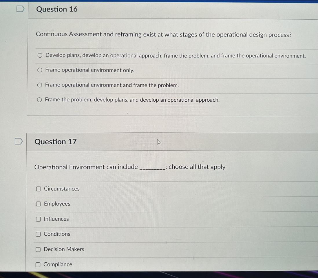 Solved Continuous Assessment and reframing exist at what | Chegg.com